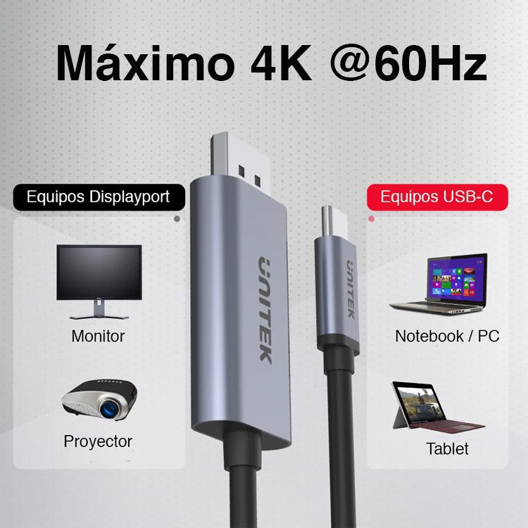 Cable USB C a Displayport 1.2 4K 60Hz 2 mts – Netexpertos • Tienda de ...